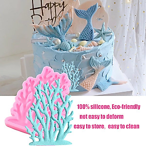 ZiXiang Sea Coral Silicone Molds Seaweed Fondant Mold for Chocolate Candy Cake Decoration Cupcake Topper Polymer Clay Gum Paste Set of 4