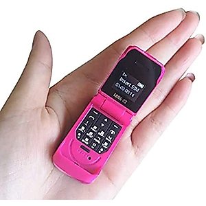 Long-CZ J9 World Mini Smallest Flip Mobile Phone Unlocked (Pink)