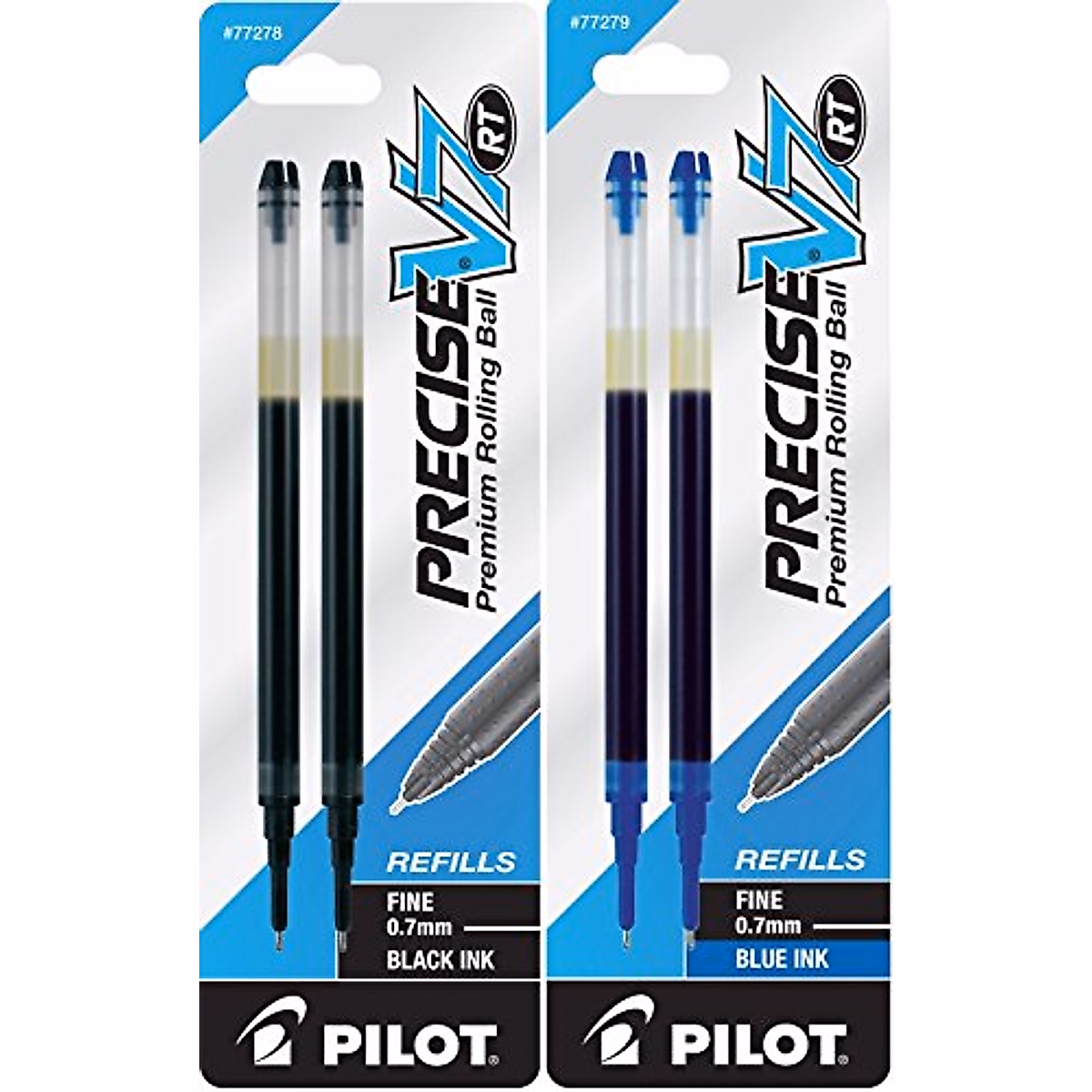 Pilot Refill for Precise V7 RT Rolling Ball, Fine, Black & Blue Ink, 2/pack