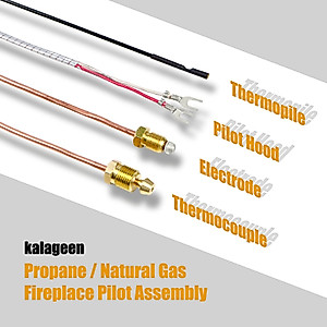10002264 Propane & Natural Gas Fireplace Pilot Assembly, Include Pilot Tube, Thermocouple, Thermopile, and Ignitor Wire. Used for Fireplaces and Stoves.