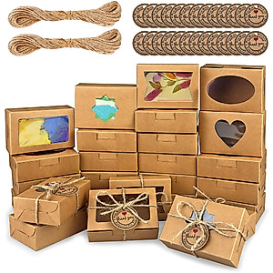 MUMULULU 25Pcs Soap Boxes for Homemade Soap with Window Small Kraft Soap Packaging Boxes for Homemade Soap Bakery Candy Cookies Packaging Supplies