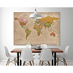 Close Up World map XXL Poster Vintage 2018- MAPS in Minutes® (55"x39")