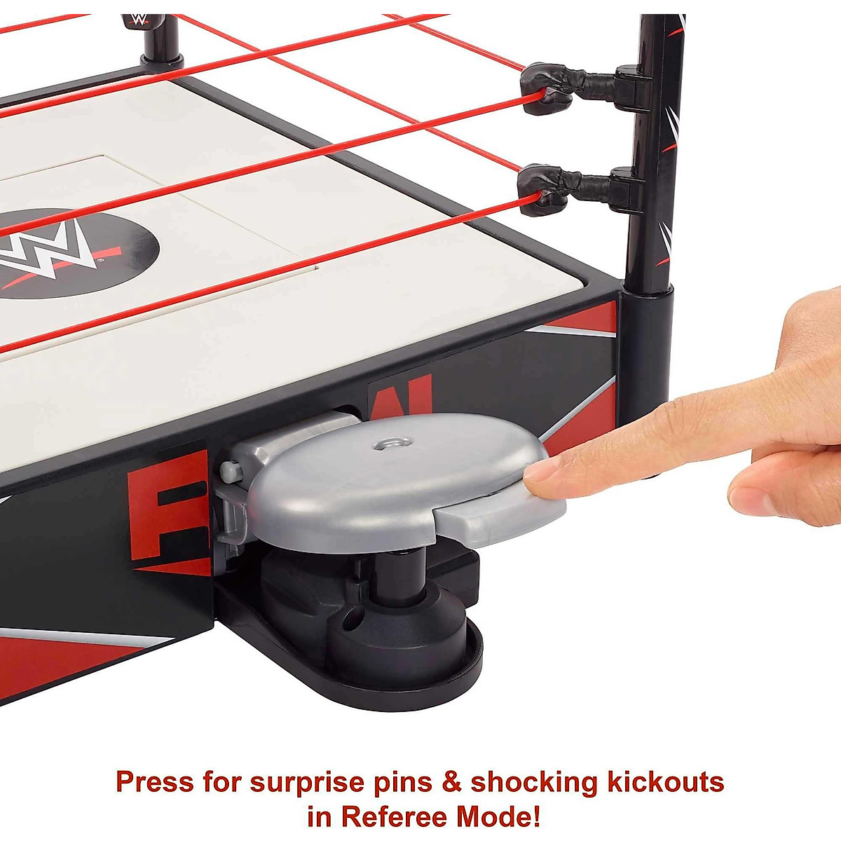Mattel WWE Wrekkin' Kickout Ring Playset with Accessories & 2 Play Modes, Includes Launcher, Crane, WWE Championship & More, 13-inch x 20-inch
