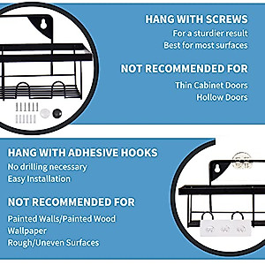 Oudvaker 4 Pack Shower Caddy Shelf Organizer Rack with Shower Soap Holder Wall Self Adhesive Suction Bathroom Set Decor Organization Shelves Kitchen Storage Spice Rack, Black