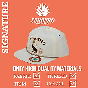 Sendero Provisions Co. Screen Printed Jackalope Snapback Hat White, One Size