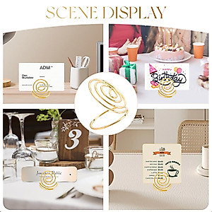 Affbei 100pcs Round Gold Place Card Holder Stand Metallic Table Number Holders, Mini Table Card Holder Table Picture Stands for Menu Memo Clip, Wedding, Baby Shower,Party, Birthday