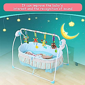 Joyshare 4 PCS Baby Soft Hanging Rattle Crinkle Squeaky Toy - Baby Toys for 0 3 6 9 to 1 Animal Ring Plush Stroller Infant Car Bed Crib Travel Activity Hanging Wind Chime with Teether for Boys Girls