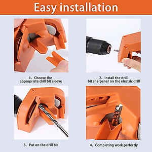 Drill Bit Sharpener，Drill Bit Sharpener for All Bits，Multipurpose Drill Bit Grinding Sharpener for High-Speed Steel, Masonry, Carbide, Cobalt & Tin-Coated Drill Bits（Orange）