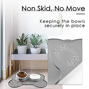 SUPERDESIGN Dog Food Mat Bowl Mat for Floors Waterproof Silicone Cat Dog Feeding Mat for Food and Water Pet Placemat Non Spill Puppy Dish Tray Non Slip Bone Shaped Small Medium Large