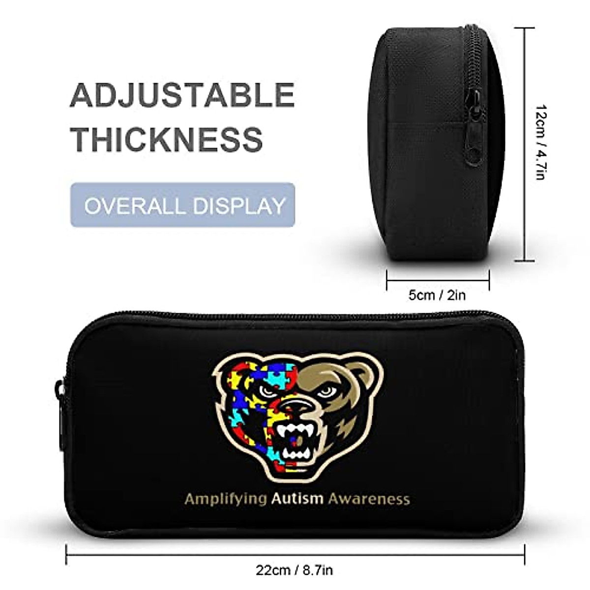 Amplifying Autism Awareness Pencil Case Makeup Bag Big Capacity Pouch Organizer for Office College