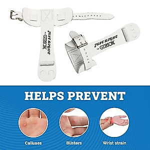 Gibson Athletic Single Buckle Just Right Uneven Bar Grips, Gymnastics, Girls, White, GR-3710B, Medium