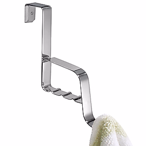 iDesign Forma Over the Door, Valet Hook for Coats, Hats, Robes, Towels, With Slots for Clothes Hangers - 1 Hook, Brushed Stainless Steel