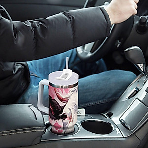 ARGTILDN 30 oz Tumbler Cow Flowers Abstract Insulated Travel Mug with Handle and Straw Lid Stainless Steel Vacuum Coffee Cup Tea Beverage Container Water Bottles for Car Sports office