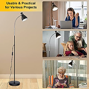 TJBIN Adjustable Gooseneck Floor Lamp Black,Floor Reading Lamp for Bedroom, Grow Light for Indoor Plants. Minimalist Standing Lamp & Small Task Floor Light…