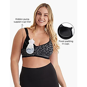 Momcozy 4-in-1 Pumping Bra Hands Free, Fixed Padding Nursing Bra & Maternity Bra, YN12 Wearable Breast Pump Bra Cotton-Nylon Comfort & Support for M5, S12 Pro, Spectra, Elvie, Willow,etc, Small