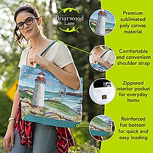 Briarwood Lane Coastal Lighthouse Summer Canvas Tote Bag 14.5" x 15"