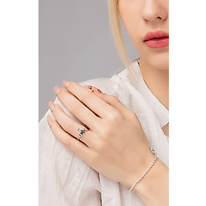 HANFLY Dinosaur Ring Sterling Silver Designer jewellery Adjustable ring Size(US6) (White)