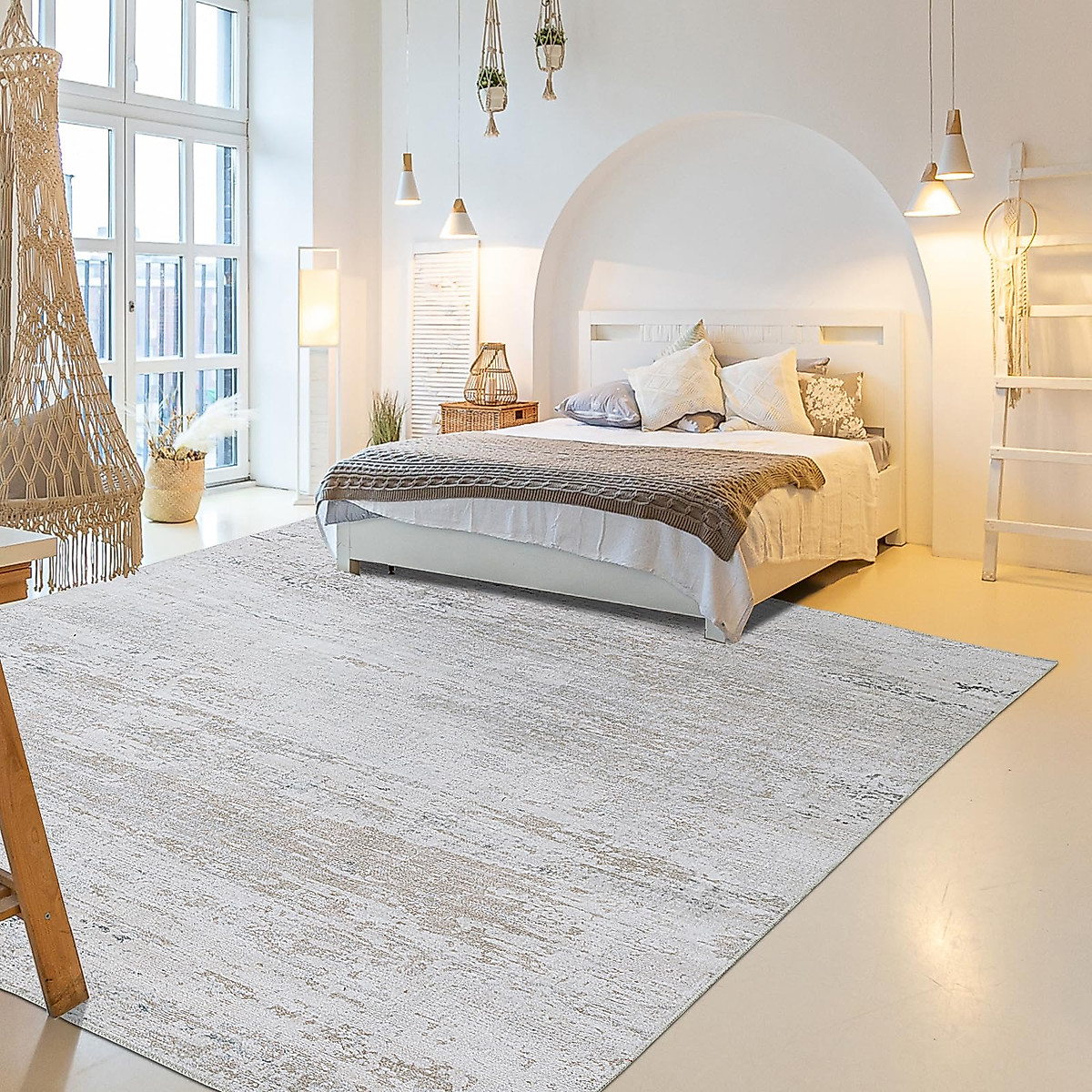 MABOZOO Extra Large 9x12 Modern Abstract Area Rug for Living Room,Neutral Khaki Grey Rugs for Bedroom,Machine Washable Area Rug,Soft Non Slip Dining Room Rug,Big Floor Carpet for Bedroom,Farmhouse