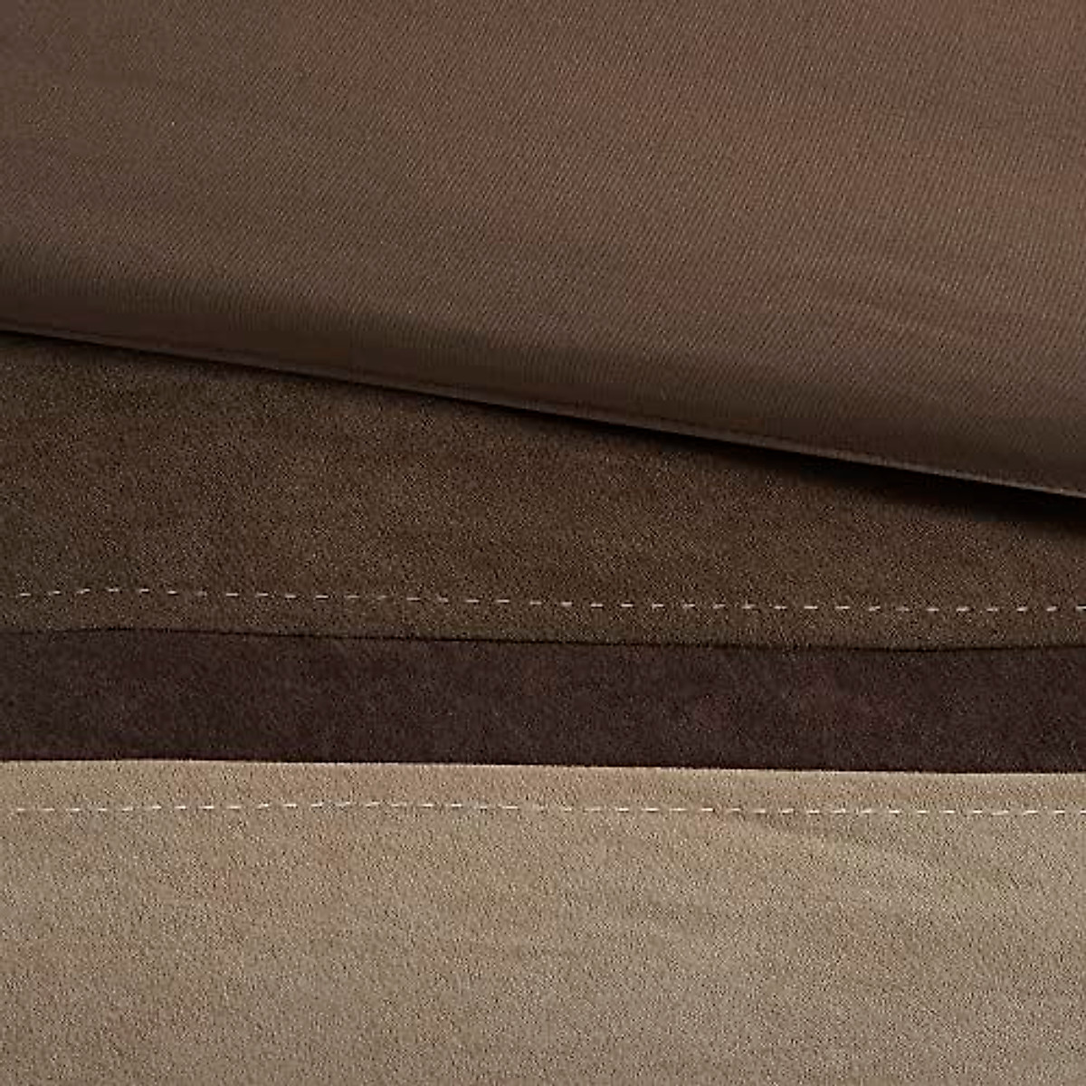 Madison Park Palisades Comforter Set Modern Faux Suede Pieced Stripe Design, All Season Down Alternative Cozy Bedding with Matching Shams, Decorative Pillows, Queen(90"x90"), Brown 7 Piece