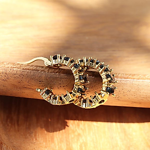 Sonateomber Black Cubic Zirconia Small Hoop Gold Huggie Statement Earrings for Women - Trendy Unique Oval Rhinestone Crystal Hinged Circle Hypoallergenic Fashion Jewelry Gift