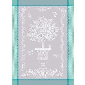 Garnier-Thiebaut, Butterfly Garden Celadon French Jacquard Kitchen/Tea Towel, 100 Percent Cotton