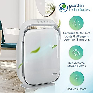 Germ Guardian AC9200WCA 27” 3-in-1 True HEPA Filter Air Purifier for Home, Large Rooms, UV-C Sanitizer, Filters Allergies, Smoke, Dust, Pet Dander, Pollen & Odors, 3-Yr Wty, GermGuardian, White