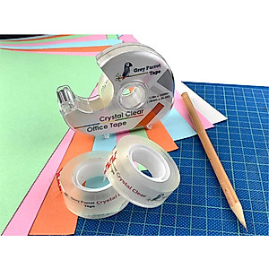 Greyparrot Office Tape Clear Refill Rolls + Dispenser(16 Pack),(3/4” X 1000in/pack). for Craft Jobs, Gift Wrapping, Office Work Clear(Transparent) Glossy Finish, Refillable (16000 inch/Total)