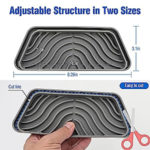 Resizable Silicone Refrigerator Drip Catcher Tray, Fridge Water Dispenser Drip Tray - Prevents Spills and Stains, Replacement for Whirlpool, GE, Samsung Fridge Accessories (Rectangular,Gray)