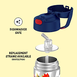 THERMOS FUNTAINER 12 Ounce Stainless Steel Vacuum Insulated Kids Straw Bottle, Super Mario Brothers