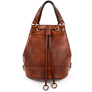 Time Resistance Leather Bucket Bag Full Grain Real Leather Tote Bag for Women