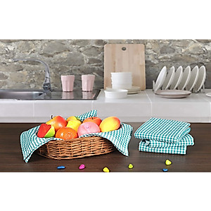 Weaver's Case 100% Cotton Kitchen Dish Towel 6-Piece Set 16x26 Super Absorbent - Drying & Cleaning - Everyday Kitchen Basic Waffle Dishtowel (16x26, Teal)