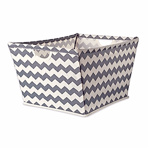 DII Collapsible Polyester Storage Bin, Trapezoid Chevron, Gray, Large