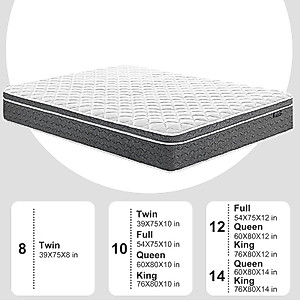 Ablyea Queen Mattress 14 Inch Queen Size Mattresses - Memory Foam & Individually Pocket Coils Springs | Pressure Relief | Motion Isolation, Edge Support | CertiPUR-US Certified | Medium Firm