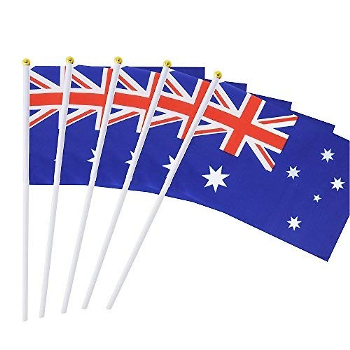 25 Pack Hand Held Small Mini Flag Australia Flag Australian Stick Flag Round Top National Country Flags,Party Decorations Supplies For Parades,World Cup,Festival Events,International Festival
