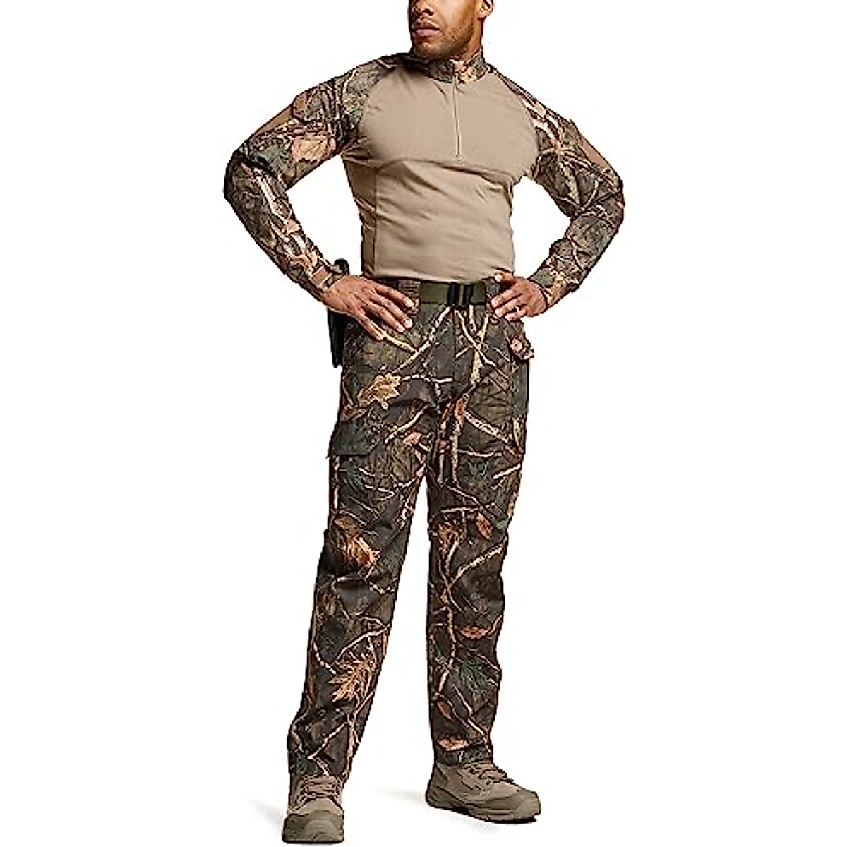 CQR Men's Tactical Pants, Water Resistant Ripstop Cargo Pants, Lightweight EDC Work Hiking Pants, Outdoor Apparel, Duratex Mag Pocket Print Hunting Camo, 36W x 32L