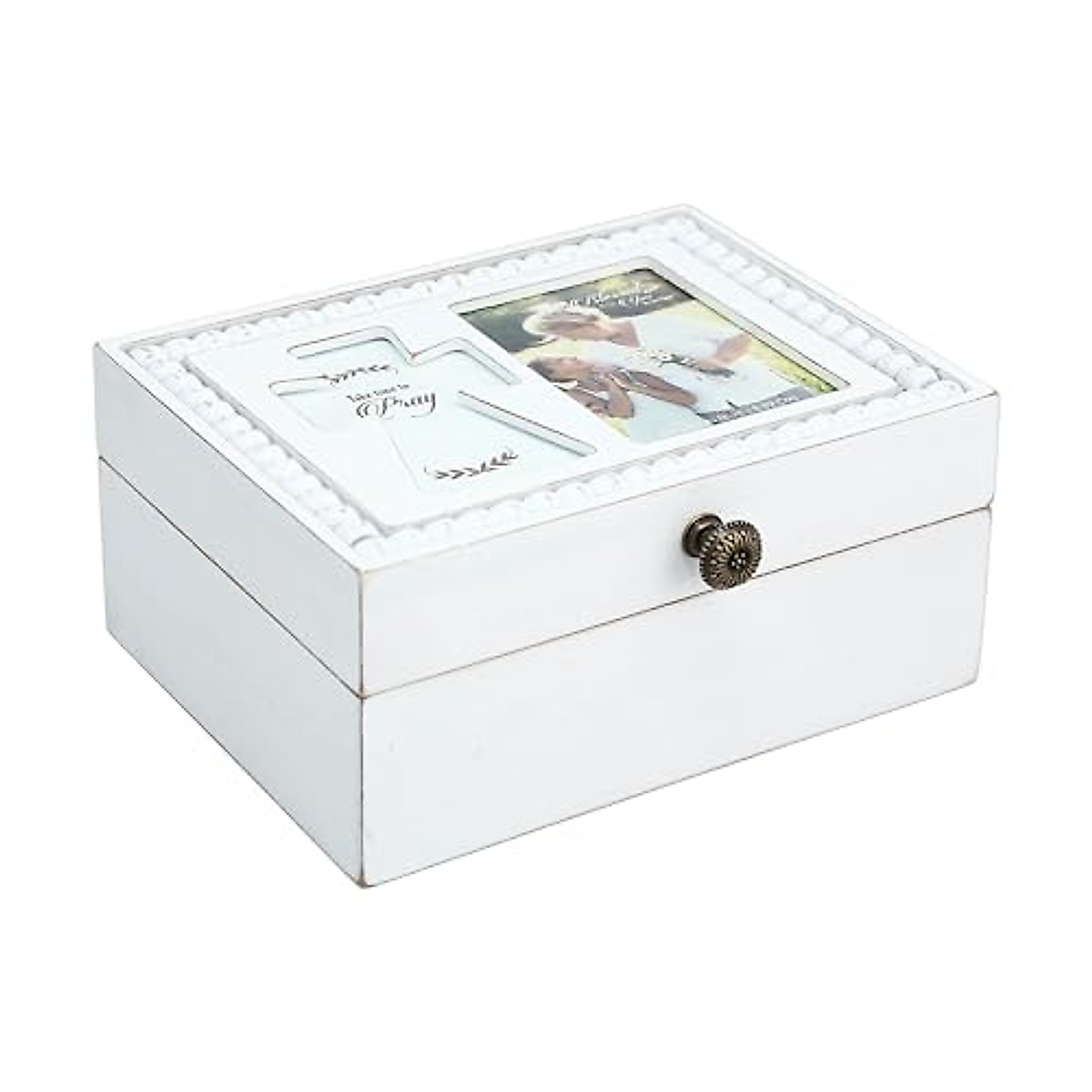 Pavilion - Take Time To Pray - 6.5" long x 5" wide x 3" tall Prayer Box Decorative Keepsake Storage Bin 2.25" x 3.25" Wallet Photo Holder Jesus God Lover Religious Friend Gift Present