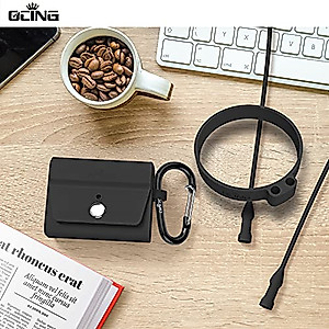 OCING 3 in One New Airpods Pro Case Cover with Button Be Safer and Secured (Designed in Mar. 2021),360° Protective Cute Case for Girl Men, Supports Wireless Charging [Front LED Visible](Black)
