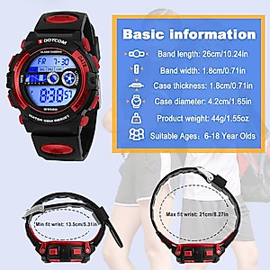 CKV Kids Digital Watch Boys Watches Ages 5-18, Waterproof Multifunctional Sport Watches with 7 LED Backlight Alarm Calendar Timer for Boys