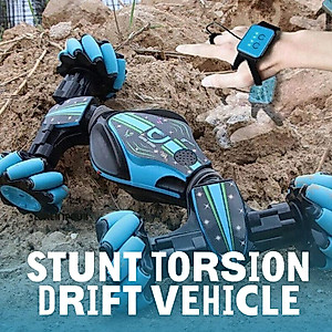 Remote Control Stunt Toy Car,Twisting Off-Road Vehicle,360 Degree Flip Double Sided Rotating Race Car,2.4G Gesture Sensing with Four-Wheel Drive,Best Gift for Kids and Adults.£¨Blue