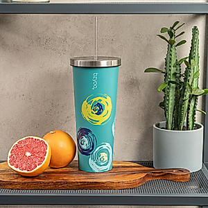 bzyoo SUP Double Wall Vacuum Insulated Tumbler with Straw and Lid Stainless Steel Water Bottle Travel Mug Cup, Mother's Day Gifts Perfect for Ice Coffee or Tea (710ml) Color: Green Cyclone