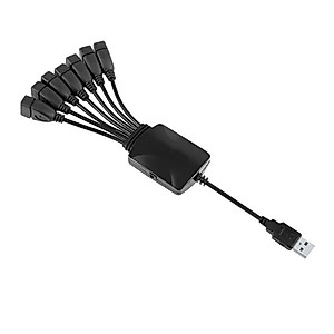 7 Port USB 2.0 Black High Speed Hub Splitter Cable High Speed for PC Laptop Mac