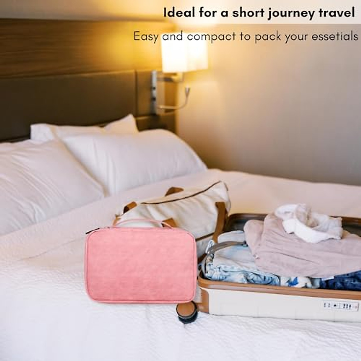 Lohifor Travel Toiletry Bag, PU Leather Waterproof Toiletry Bag for Travel Accessories, Ideal Toiletries Bag for Women and Men, Coral Orange