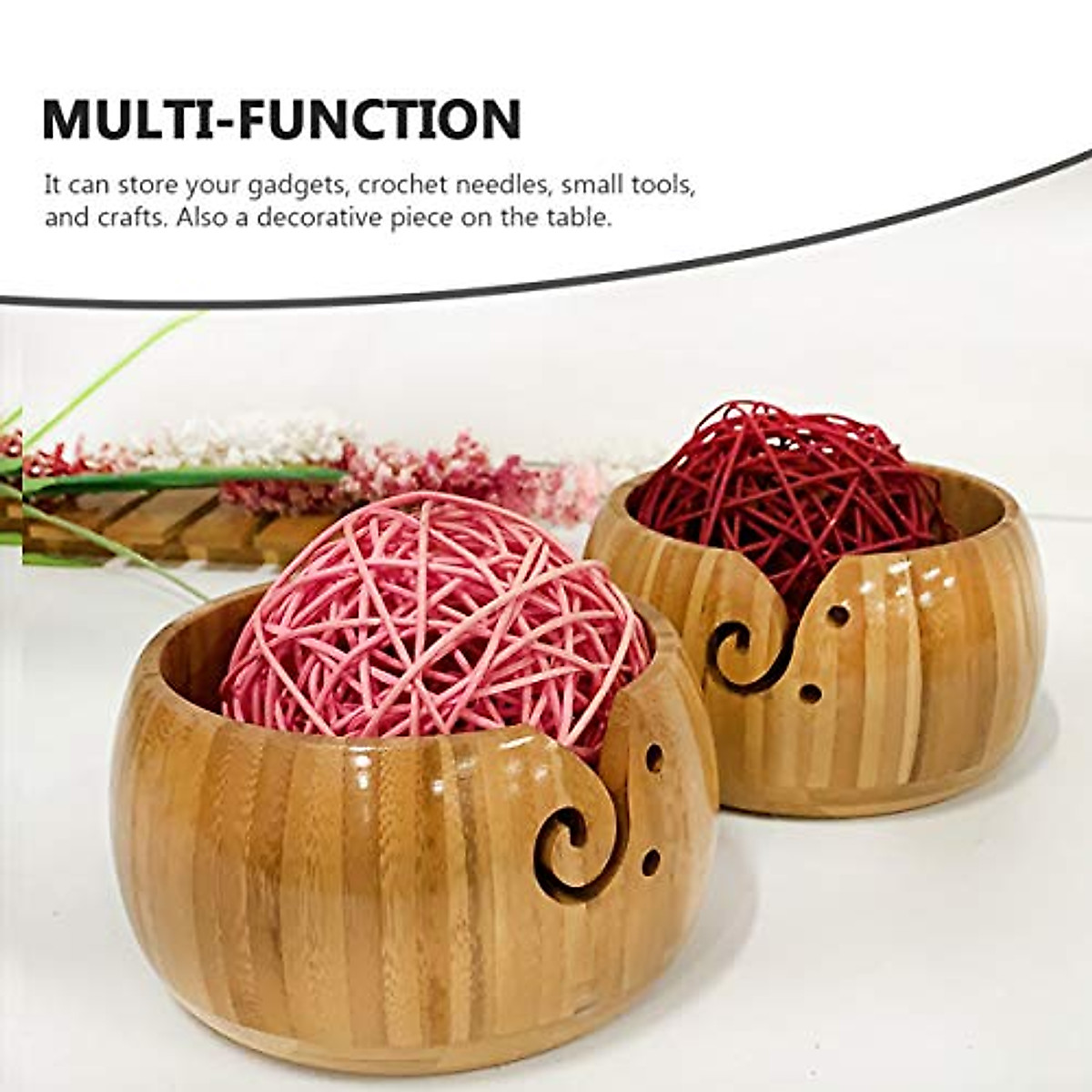 ARTIBETTER Crochet Yarn Bowl Bamboo Knitting Bowl Wool Storage Bowl Yarn Holder Crochet Bowl