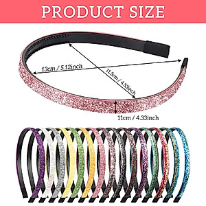 YONOY 15 Colors Sparkle Plastic Headbands For Girls,Glitter Thin Head Bands No Slip Fashion Girls Hard Toddler Hairbands