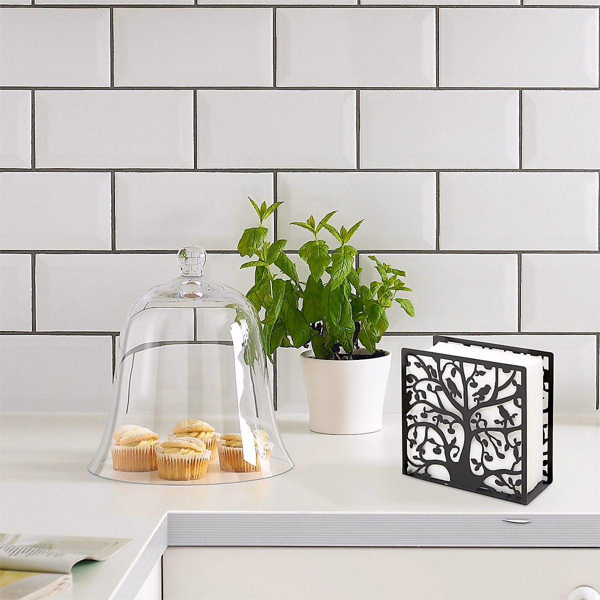 MyGift Black Metal Napkin Holder Cutout Tree and Bird Design for Table Top, Counter Top, Kitchen, Buffet, Restaurant, Dinner Party, Holiday Gifts