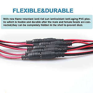 DC Power Pigtail Cable 26 Pairs DC Power Pigtail Wire Plug 1A 2A Pure Copper 2.1mm x 5.5mm 12V Male & Female Connectors for Security CCTV Surveillance System Camera and Lighting Power Adapter (26)