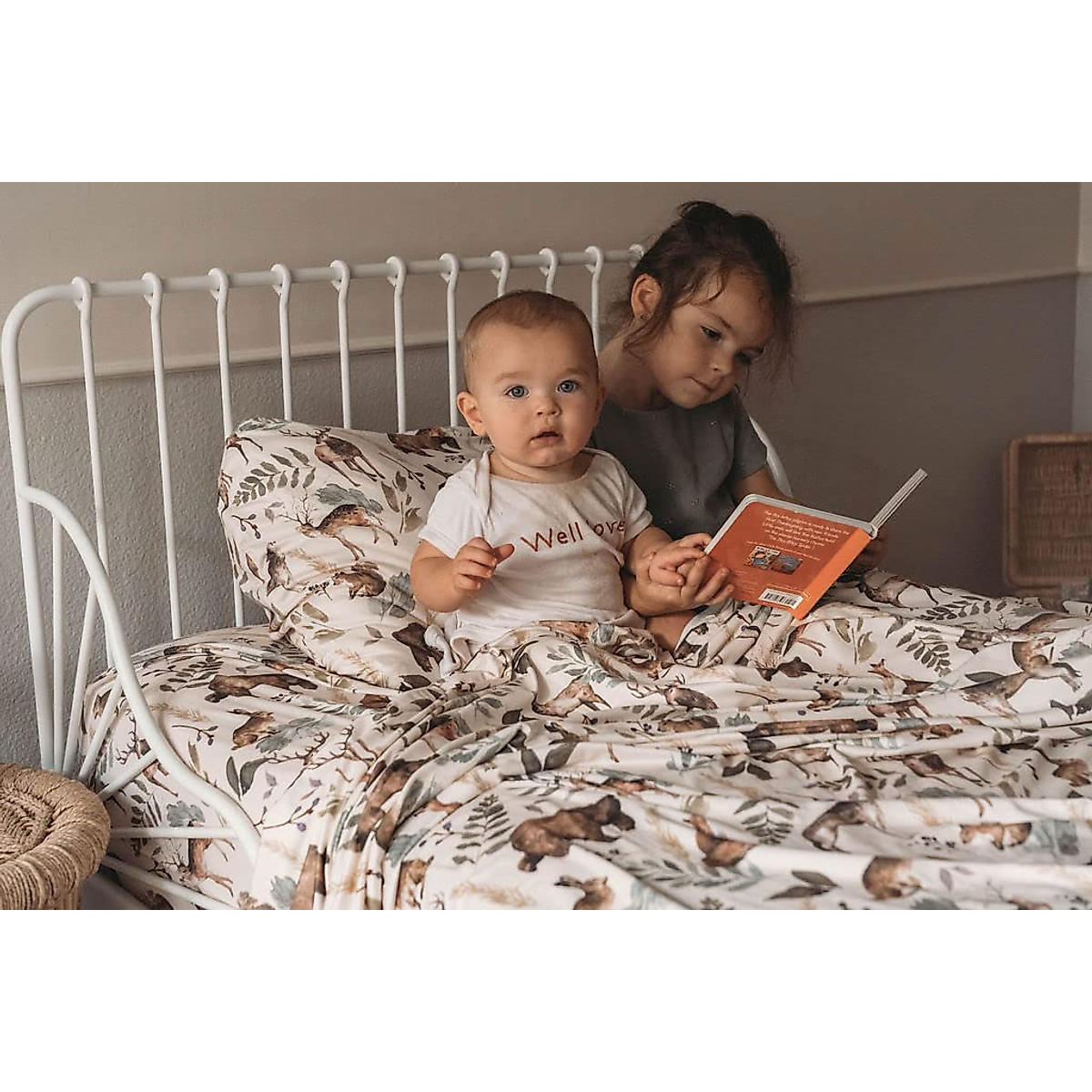 Pobi Baby - Premium Twin Fitted Sheet, Flat Sheet with Pillow case - Ultra-Soft Cotton Blend, Stylish Woodland Pattern, Deep Pockets - Twins Sheets - 3 PC (Wildlife Animal)