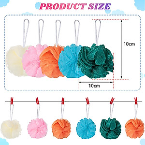 Set of 20 Bath Shower Loofah Sponge Pouf 20g Bath Sponge Mesh Exfoliating Body Scrubber Shower Puff Ball for Women Men Kids Travel Body Wash Exfoliator, 4 Inch, Pink, Beige, Blue, Dark Green, Orange