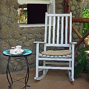 VCUTEKA Patio Side Table Outdoor Coffee Table Mosaic Accent Table Round Small End Table Bistro for Living Room Porch Balcony Backyard Garden Peacock Feather