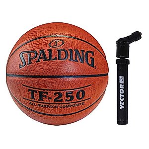 Spalding Basketball TF-250 Professional Basketball Spalding Basketball || Basketball with Pump || Basketball Combo || Basketball Size 6-7 Basketball for Men Full Size (7+Pump)